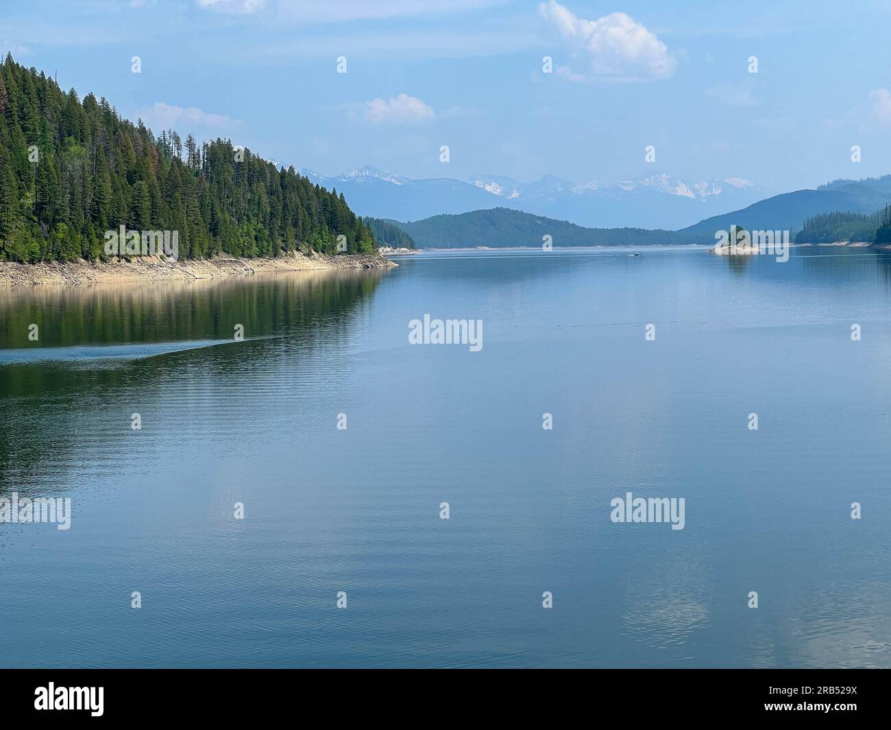 The view from Hungry Horse Dam and Reservoir near Glacier National Park ...