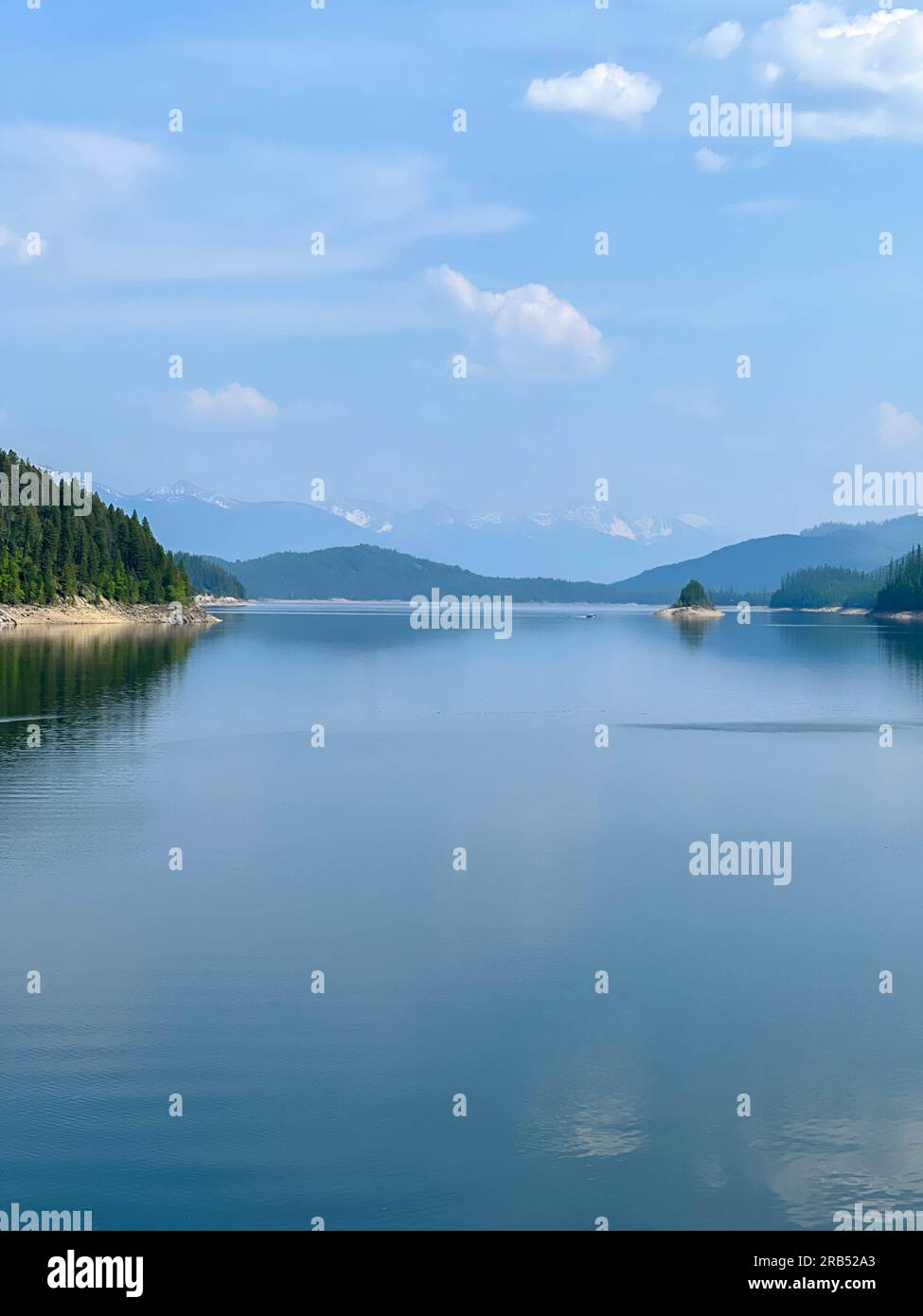 The view from Hungry Horse Dam and Reservoir near Glacier National Park ...