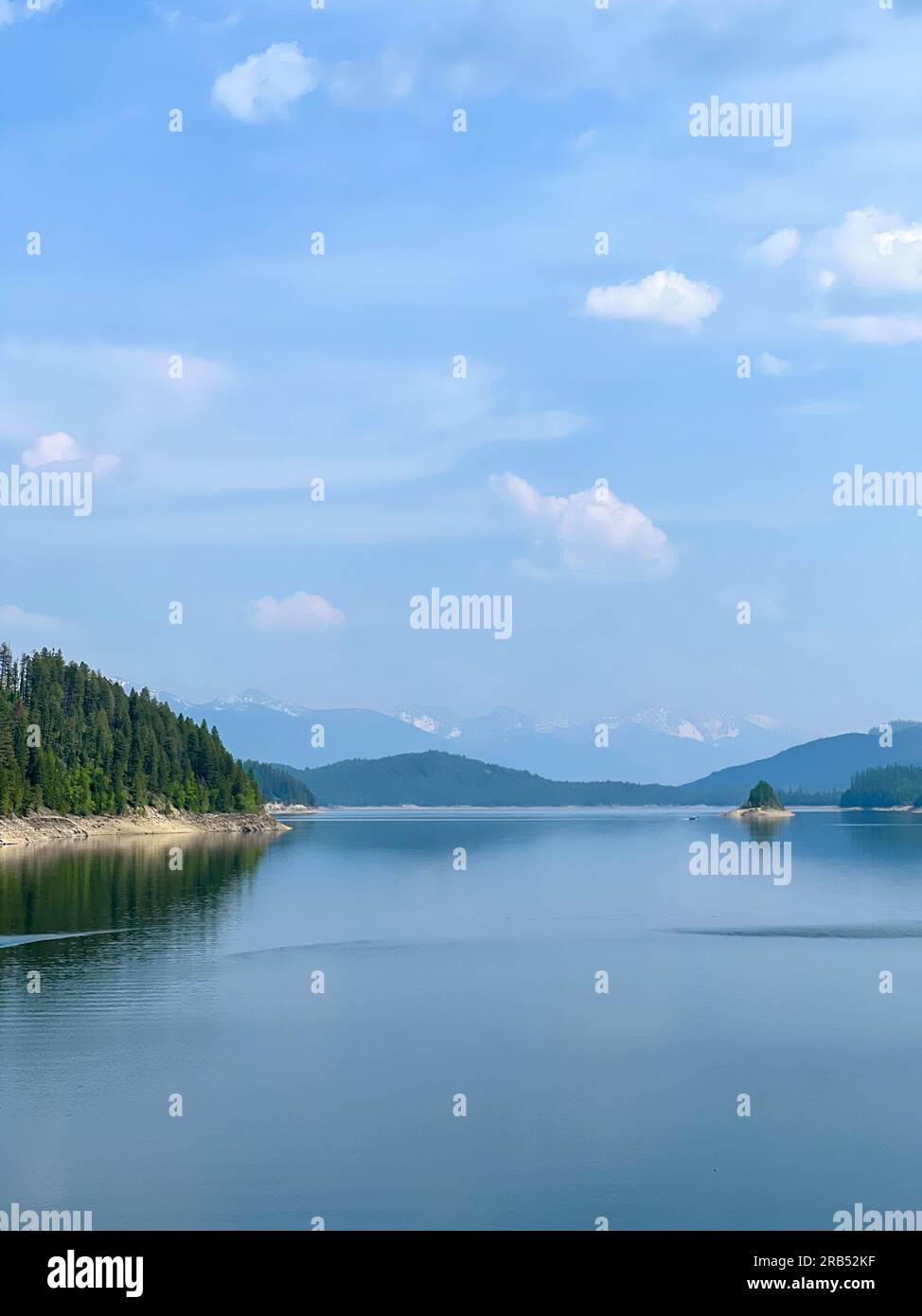 The view from Hungry Horse Dam and Reservoir near Glacier National Park ...