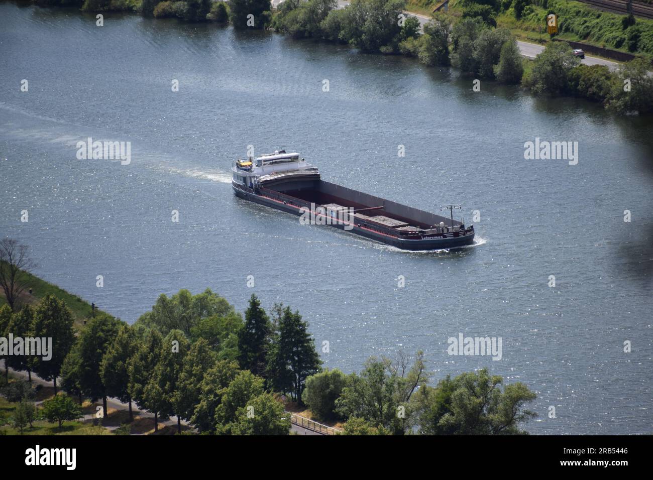 Ship in Mosel Valley view from a hill above Alken and Oberfell Stock ...