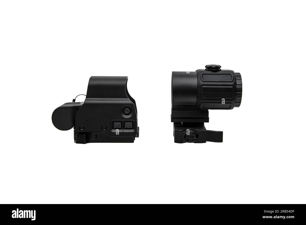 Modern optical collimator sight with magnifier. Aiming device for ...