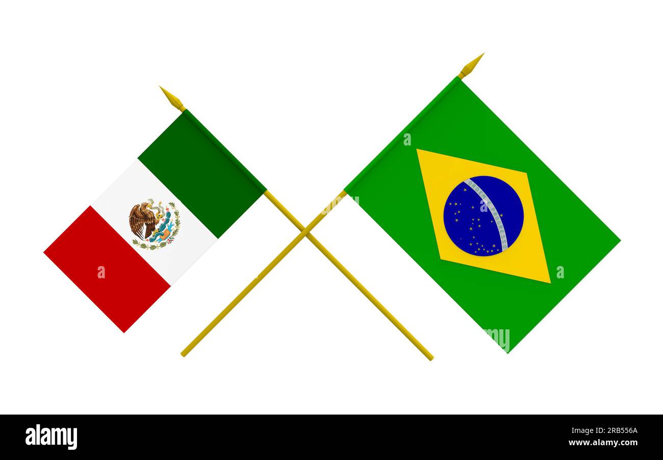 Flags of Brazil and Mexico, 3d render, isolated Stock Photo - Alamy