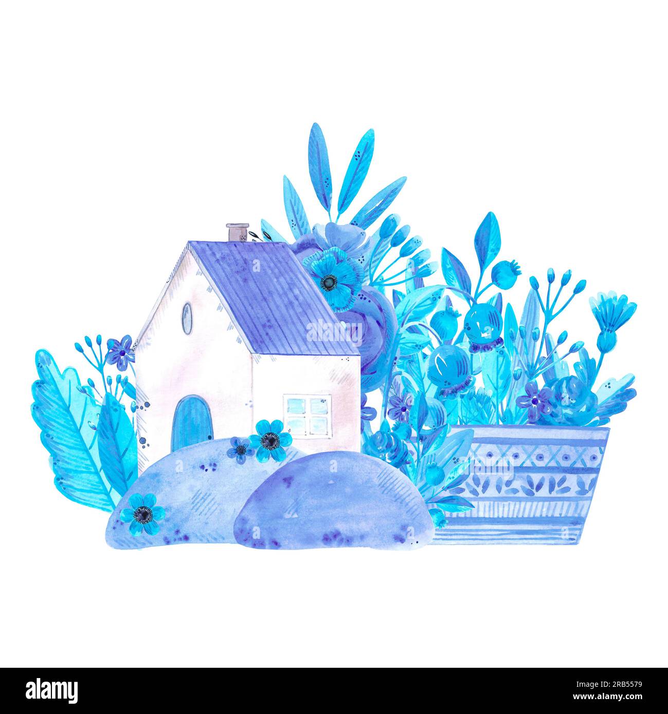 White house in field Cut Out Stock Images & Pictures - Alamy