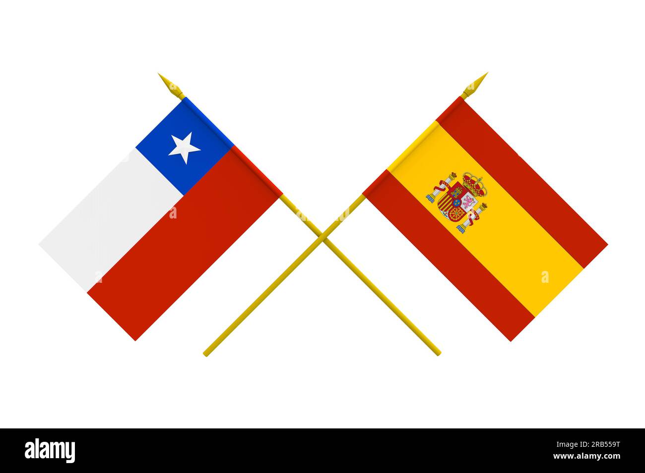 Flags of Spain and Chile, 3d render, isolated Stock Photo - Alamy