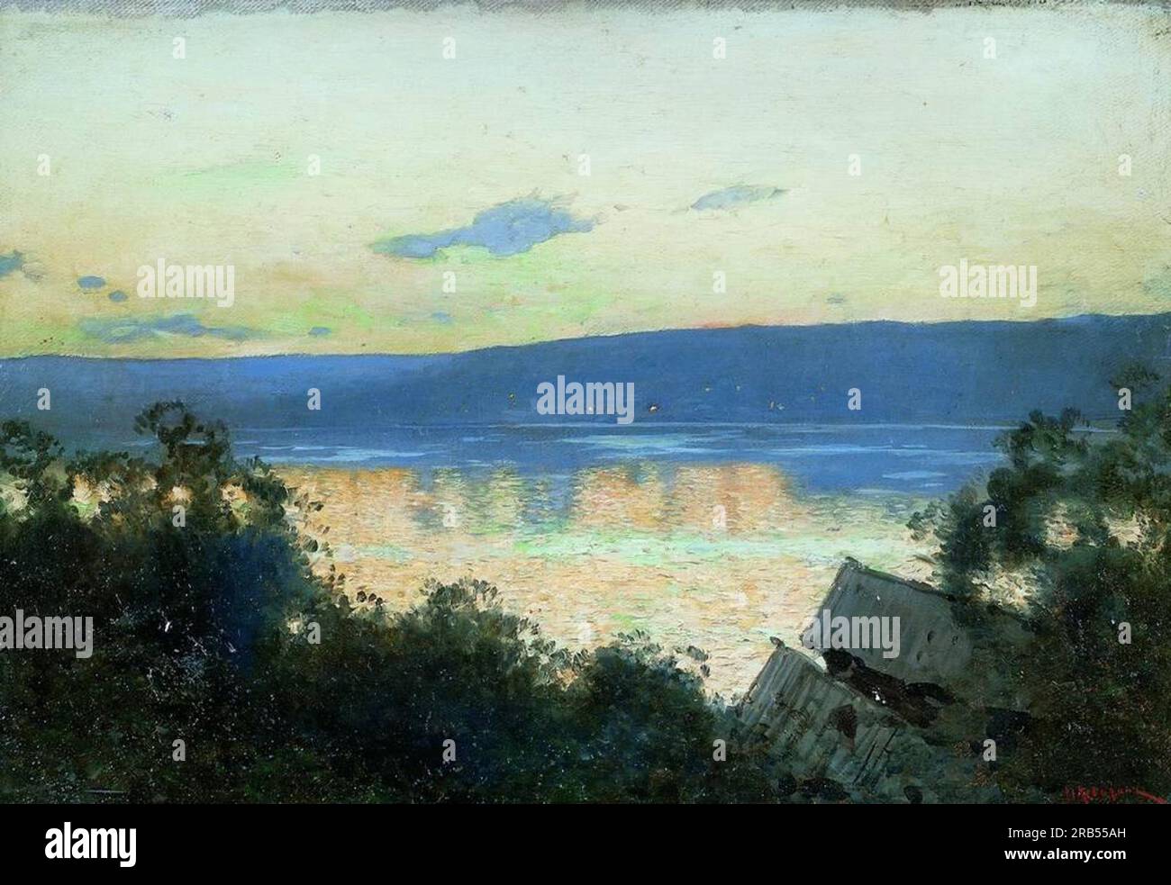 Evening at Volga 1888; Russian Federation by Isaac Levitan Stock Photo ...