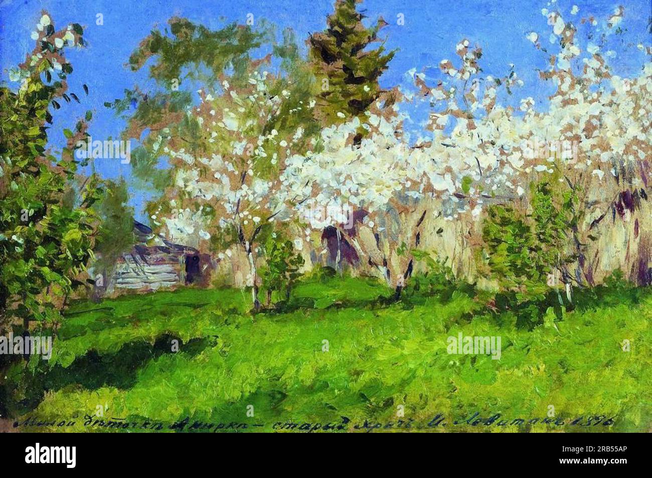 Apple trees in blossom 1896; Russian Federation by Isaac Levitan Stock ...