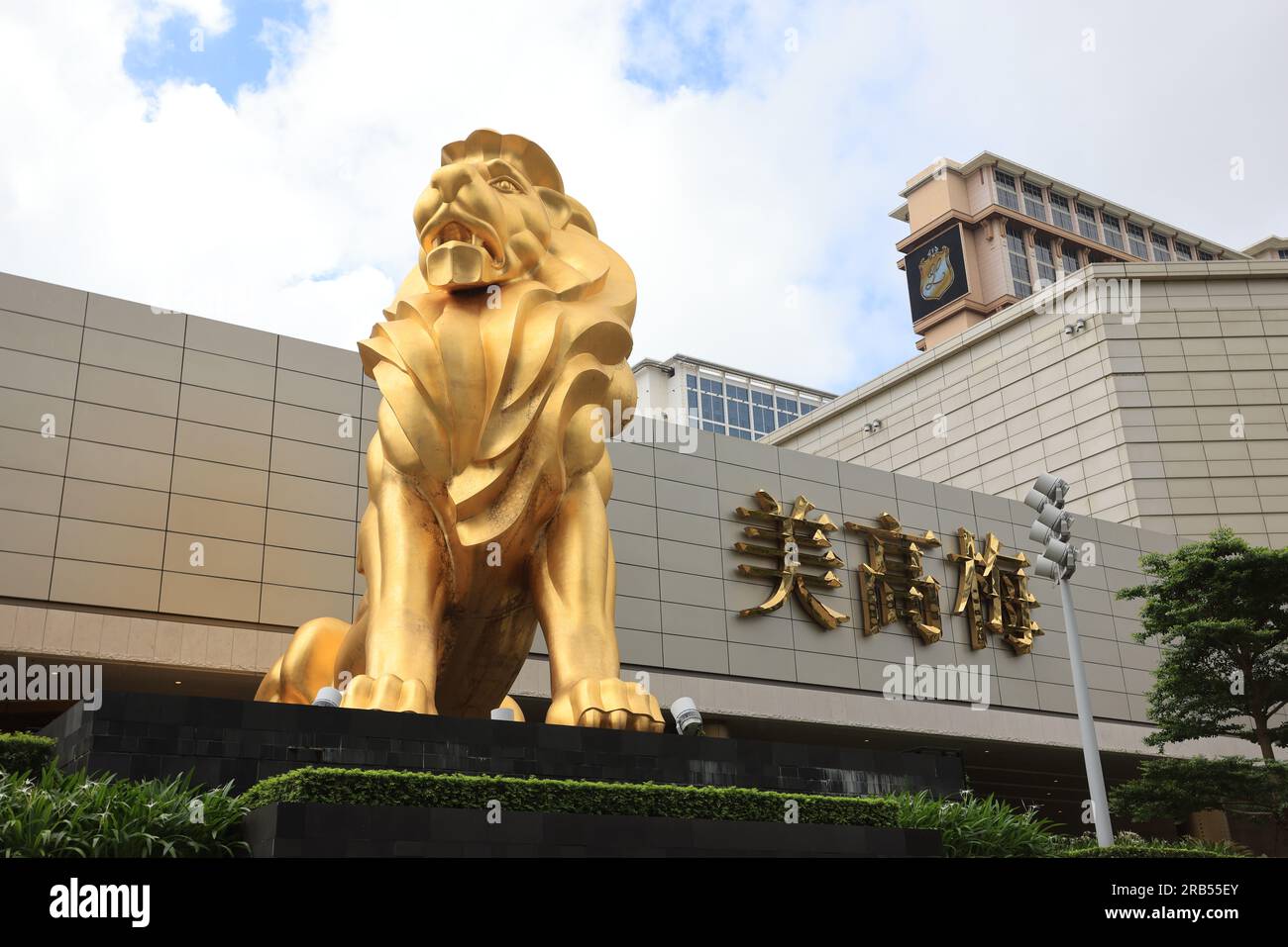 statue of golden lion in MGM Cotai, it is one of famous casino and ...