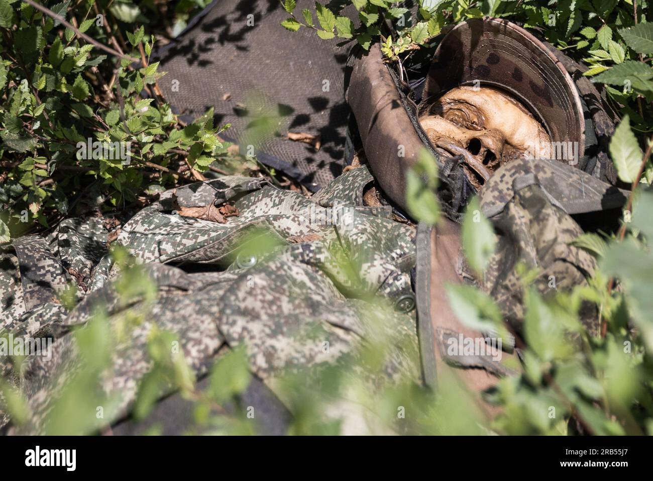 Storozheve, Donetsk Oblast, Ukraine. 6th July, 2023. A dead Russian ...