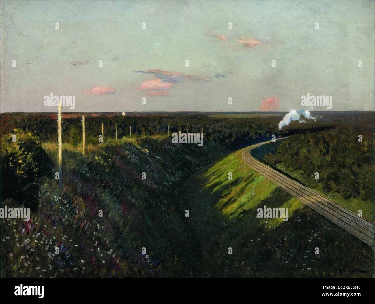 Train on the way c.1895; Russian Federation by Isaac Levitan Stock ...