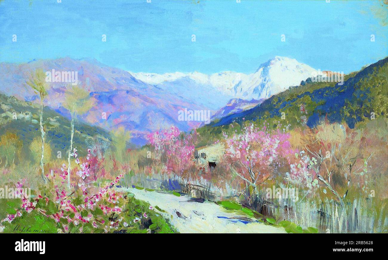 Spring in Italy 1890; Italy by Isaac Levitan Stock Photo - Alamy