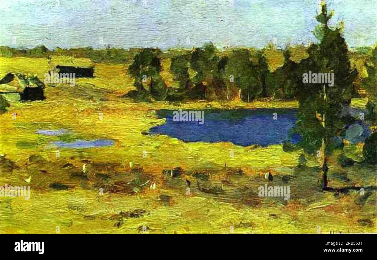 The Lake. Barns at the edge of forest. 1899; Russian Federation by ...