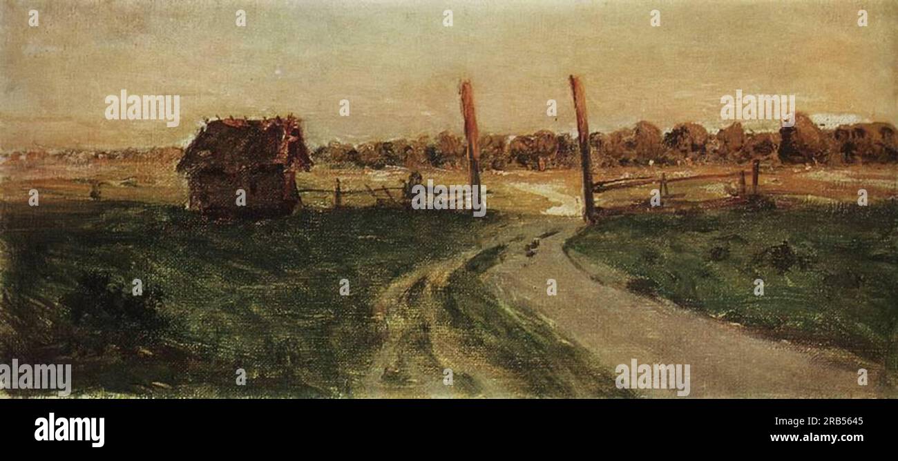 Landscape with an isba. 1899; Russian Federation by Isaac Levitan Stock ...