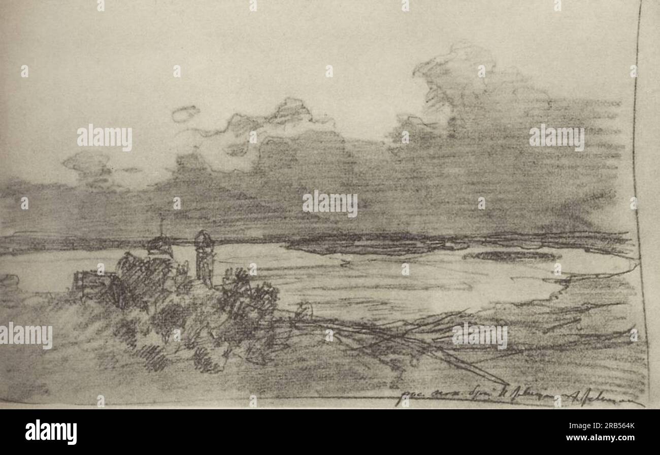 Before the thunderstorm 1893; Russian Federation by Isaac Levitan Stock ...