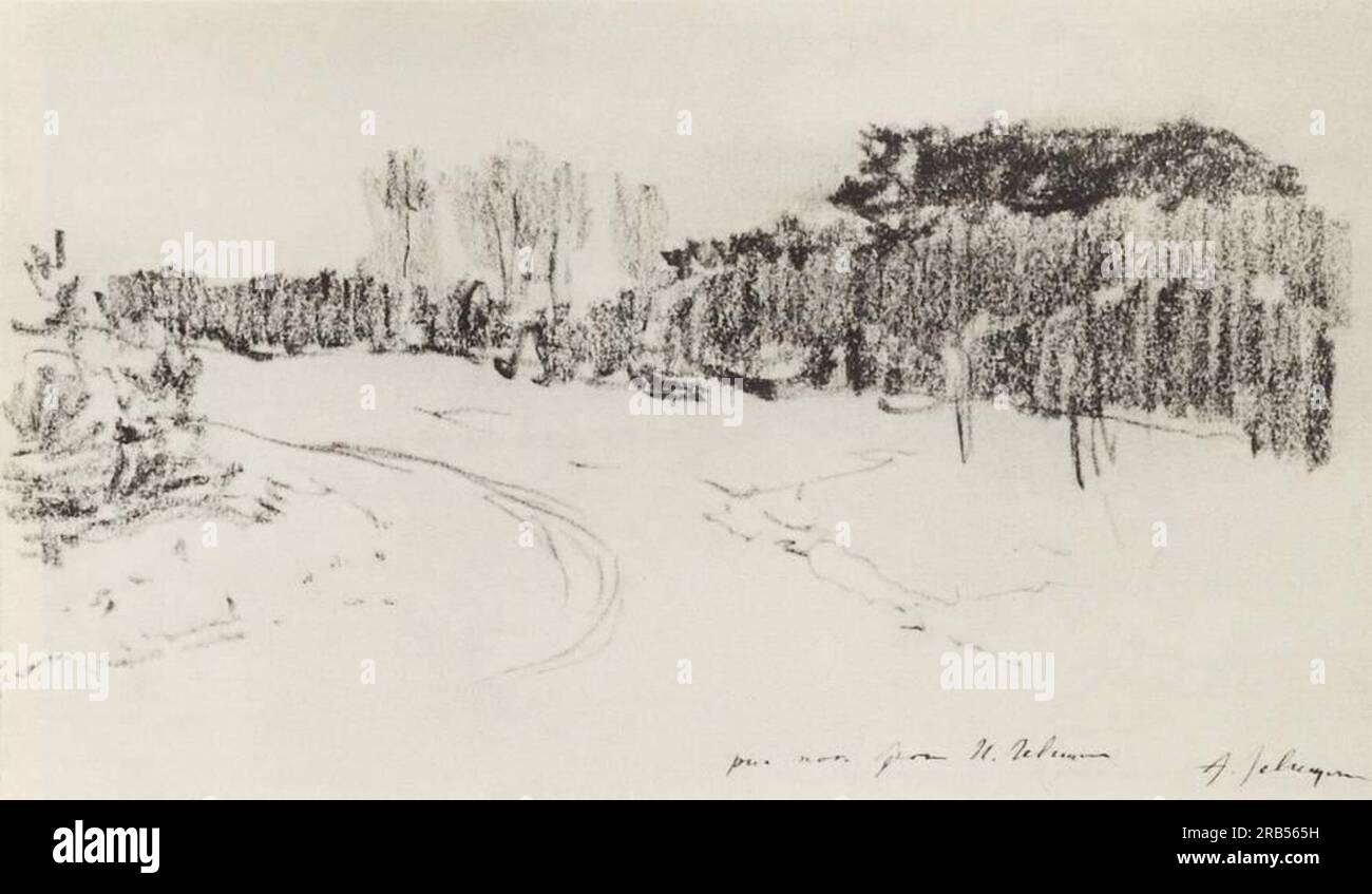 Winter path in the forest c.1899; Russian Federation by Isaac Levitan ...