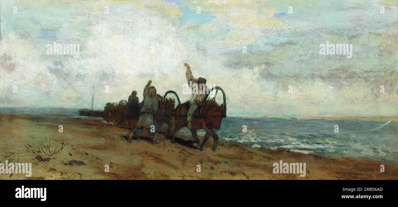 Boatmen by Isaac Levitan Stock Photo - Alamy