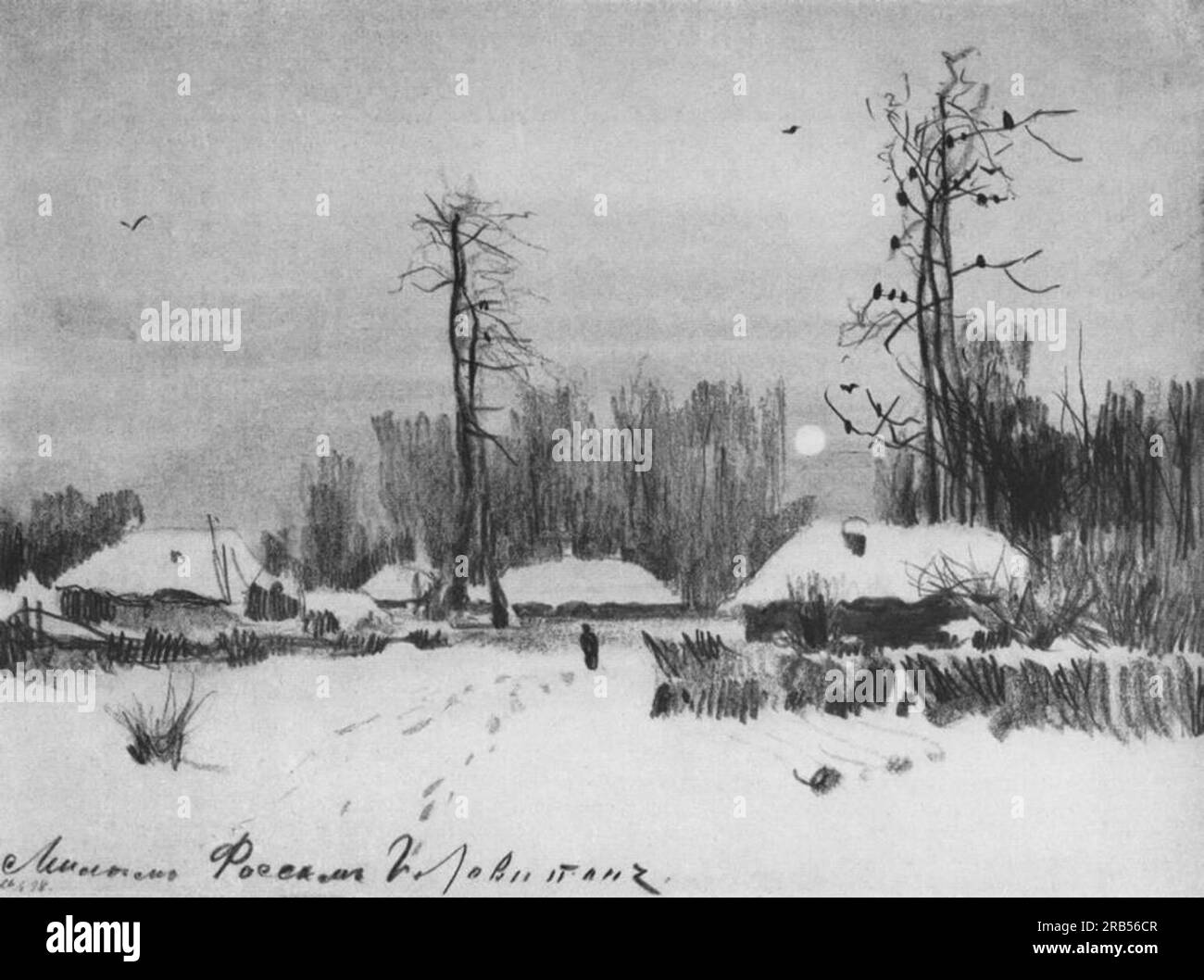 Village. Winter. 1888; Russian Federation by Isaac Levitan Stock Photo ...