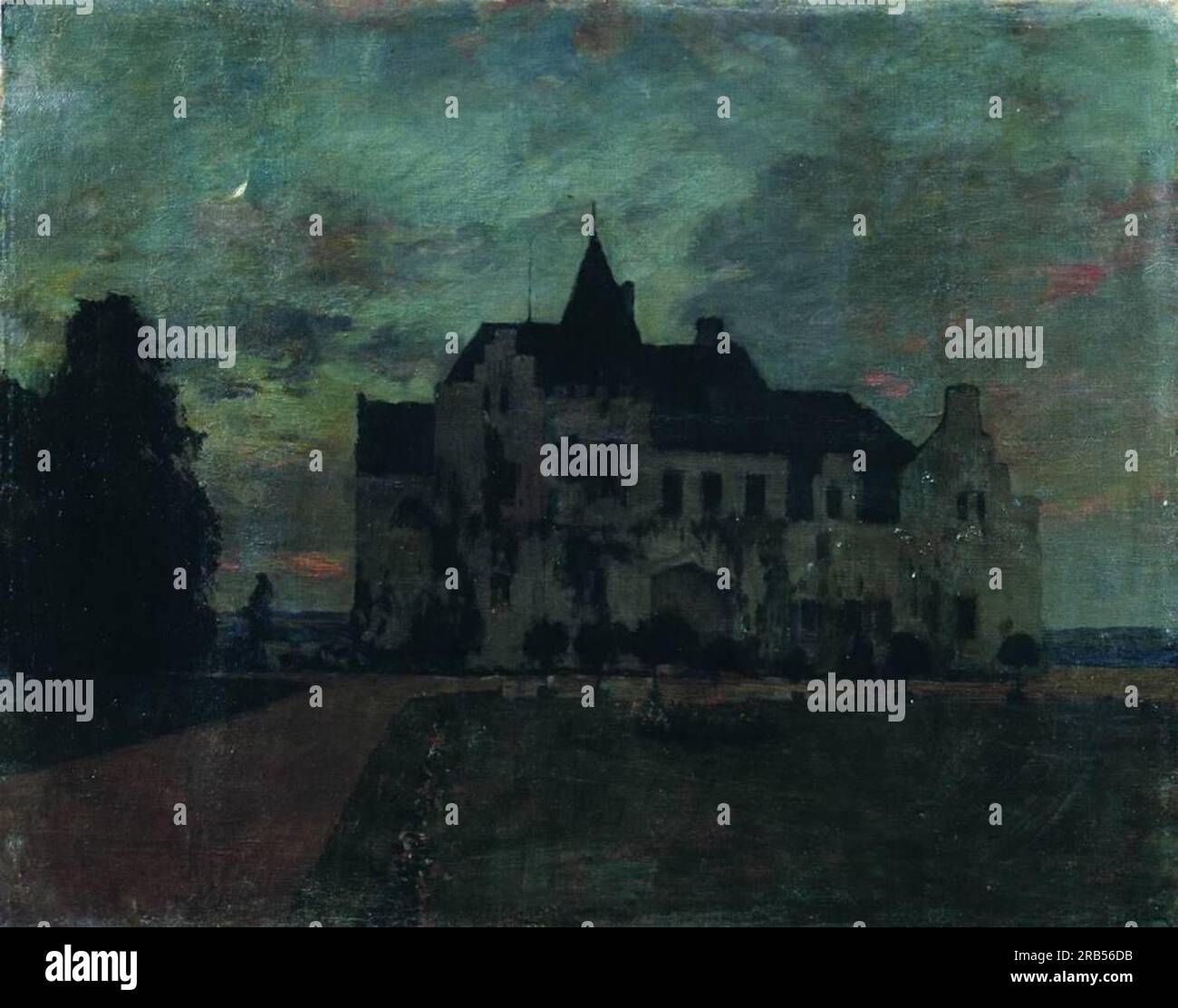 Twilight. A castle. 1898; Russian Federation by Isaac Levitan Stock ...