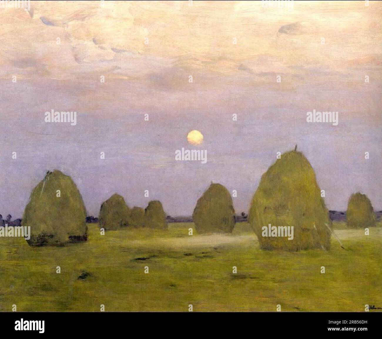 Twilight. Haystacks 1899; Russian Federation by Isaac Levitan Stock ...