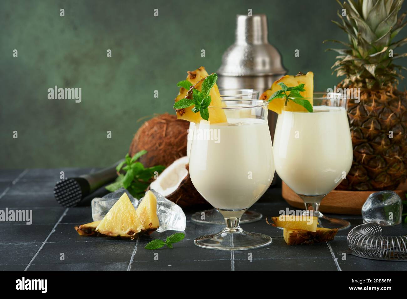 Pina Colada. Traditional caribbean cocktail from rum, pineapple juice ...