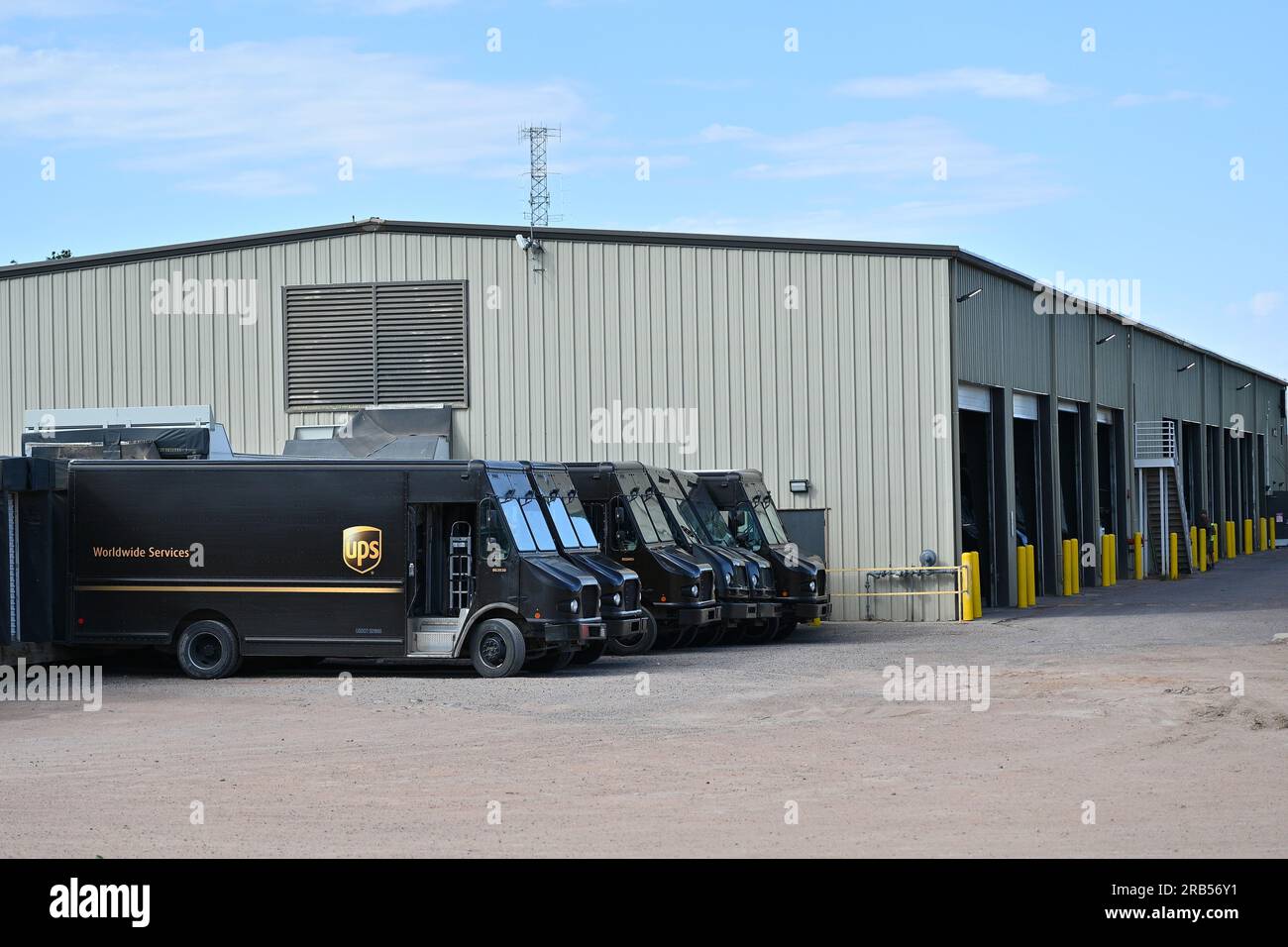 Santa Fe, USA. 07th July, 2023. UPS delivery trucks are parked outside ...