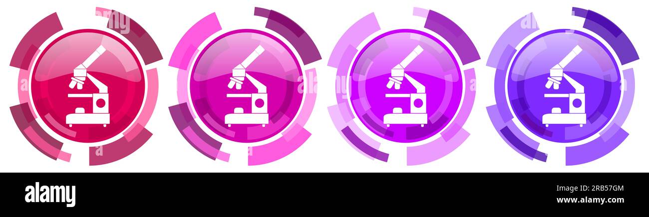 Microscope, science and research colorful icons collection, round ...