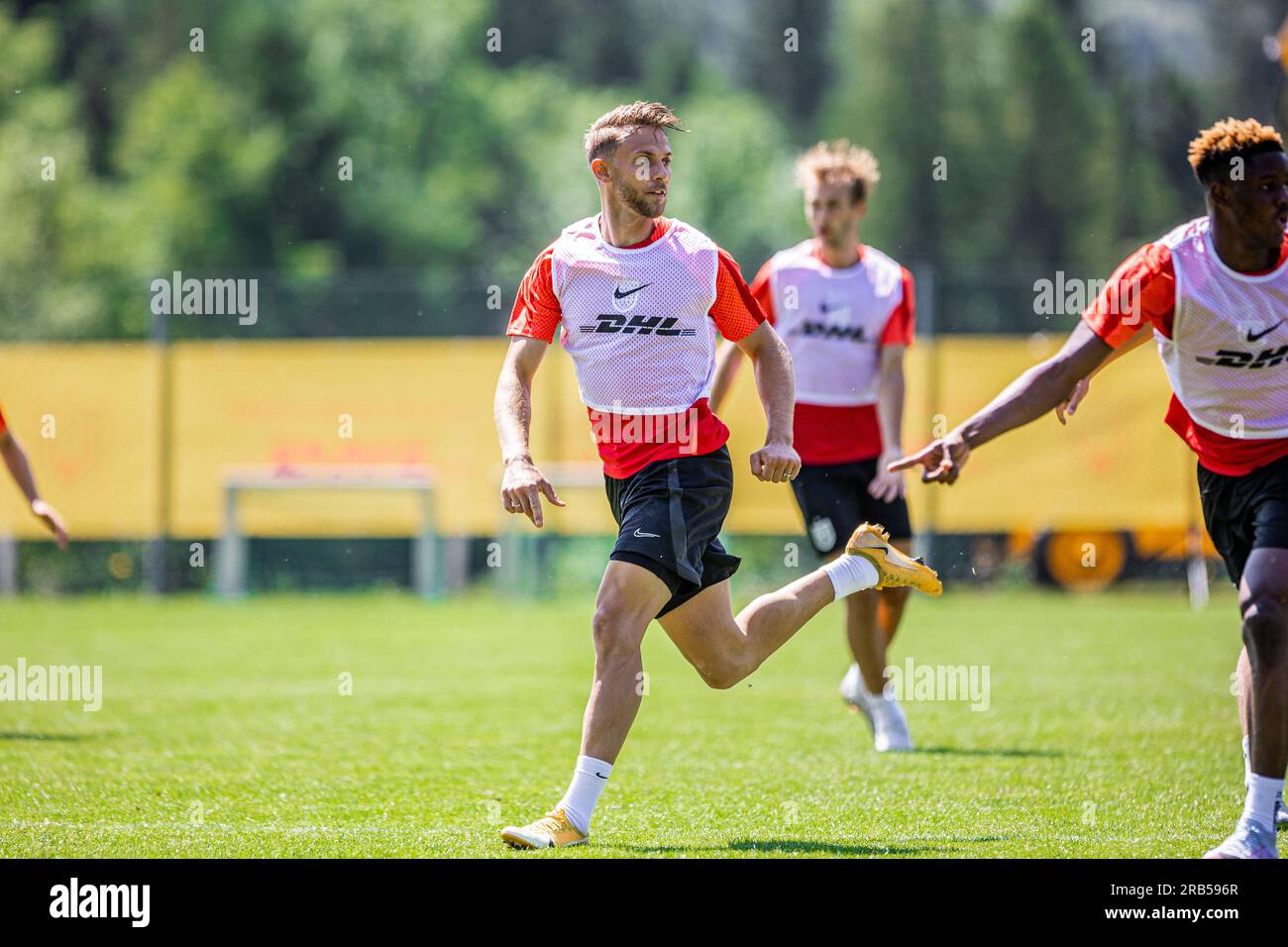 Kössen, Austria. 07th July, 2023. The Danish striker Marcus Ingvartsen ...