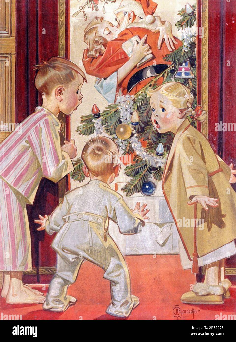 Mama Kissing Santa Cartoons