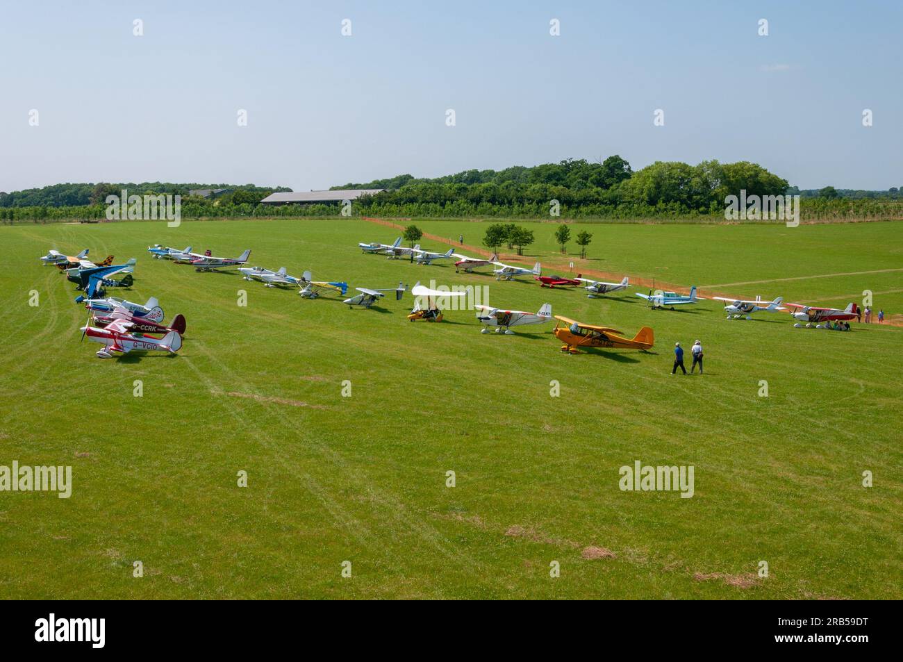 Planes on display at a wings and wheels event in the countryside at ...