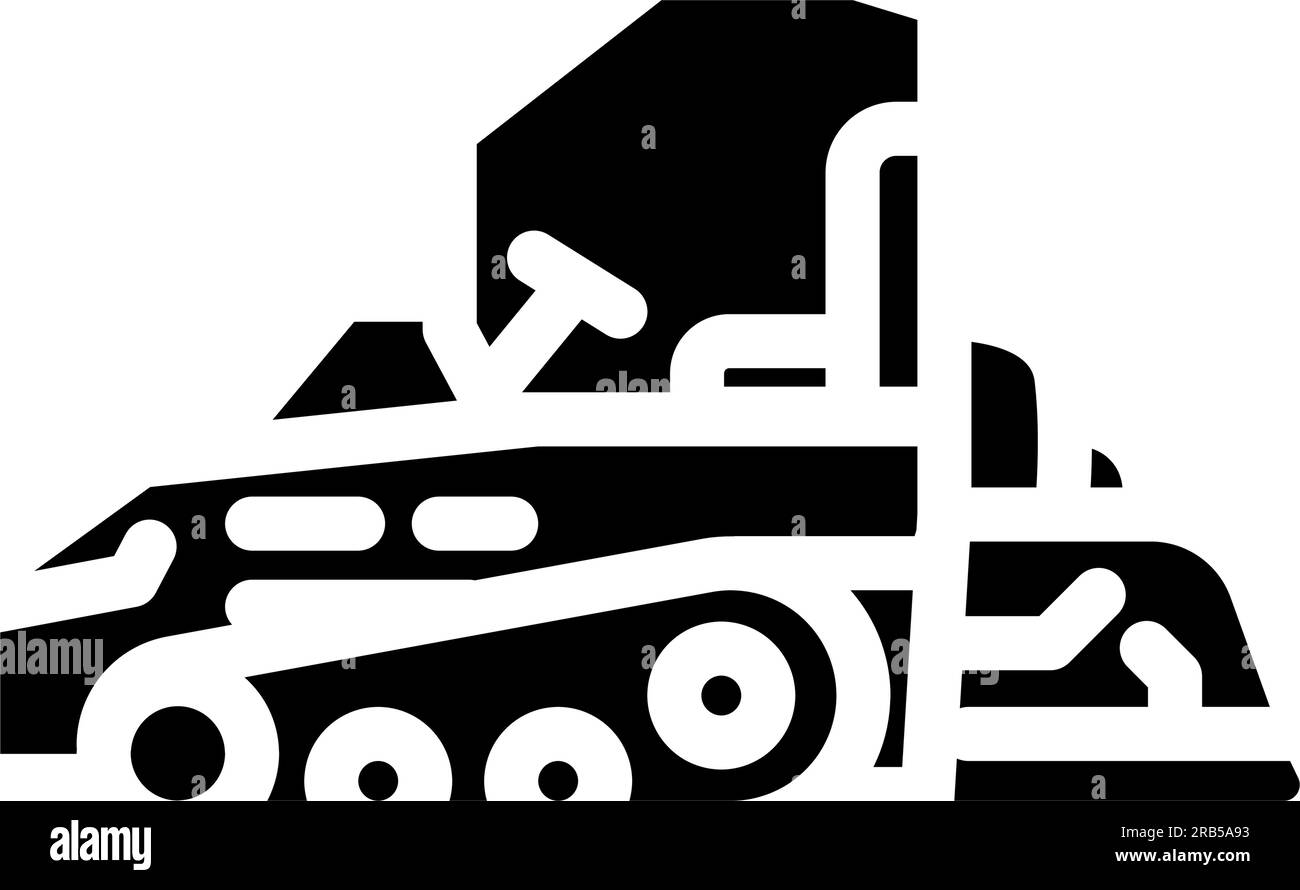 paving machine civil engineer glyph icon vector illustration Stock ...