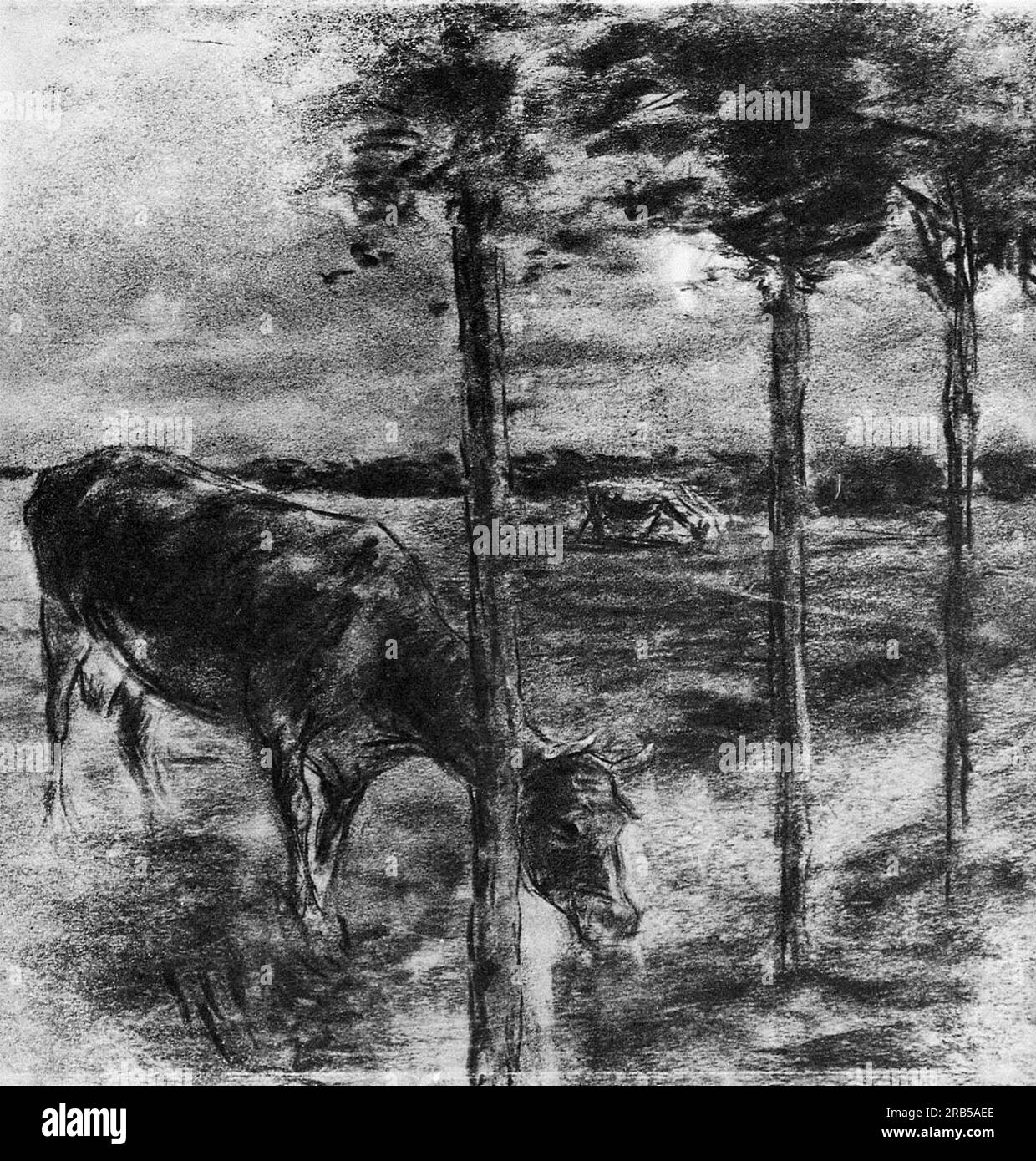 Drinking cow by Max Liebermann Stock Photo - Alamy