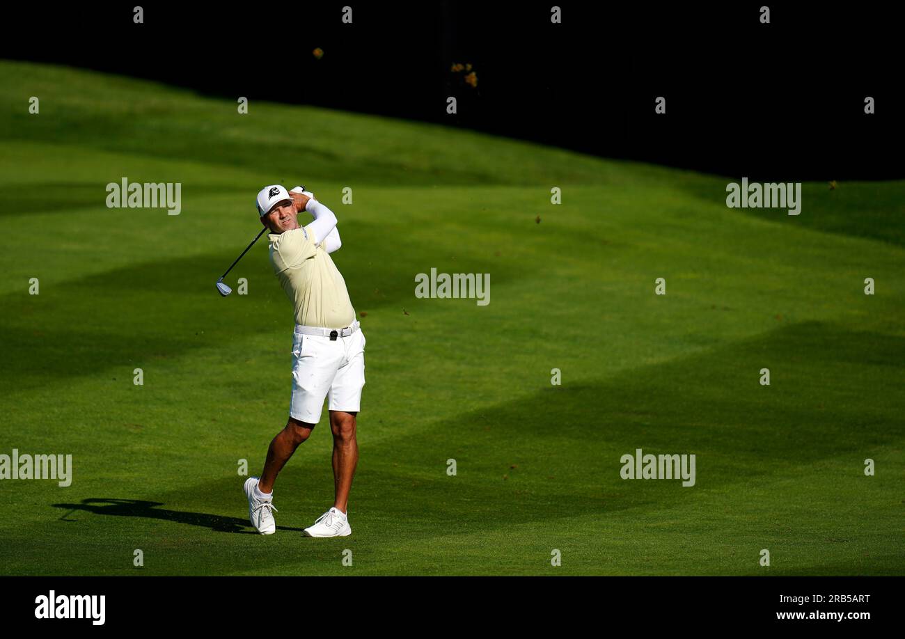 Fireball GC's Sergio Garcia plays from the fairway during day one of ...