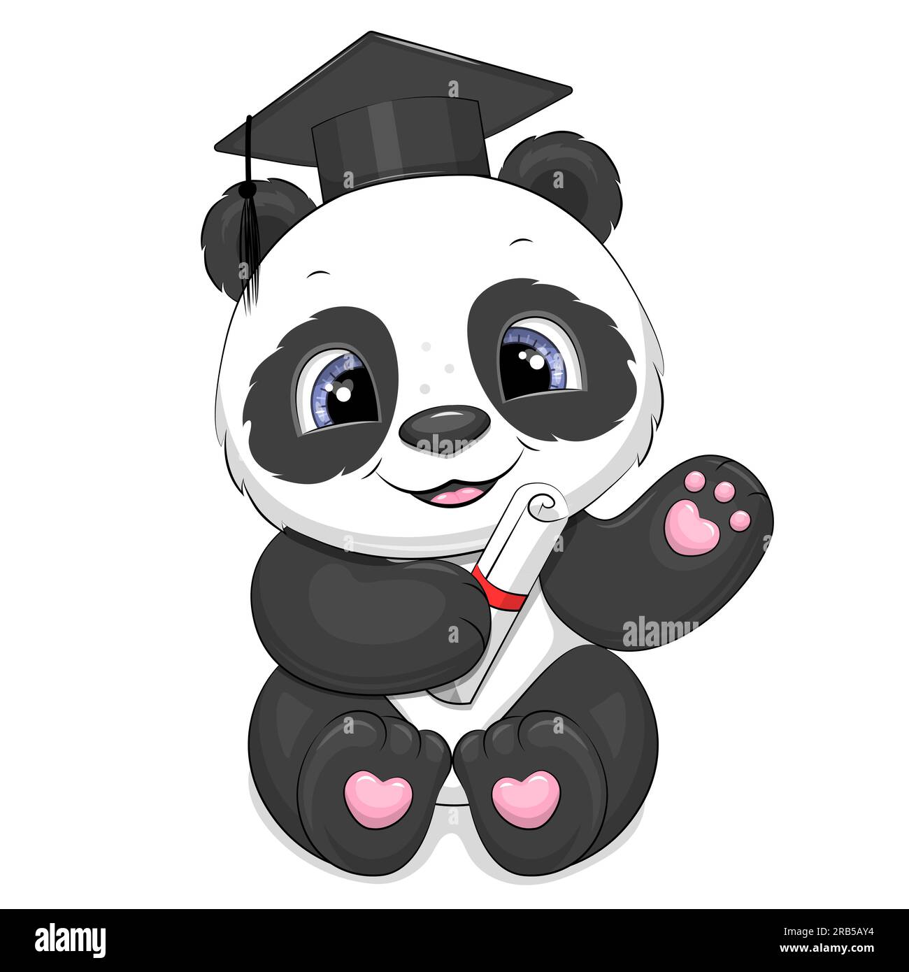 Happy panda in a graduation cap. Cute cartoon vector illustration of an ...