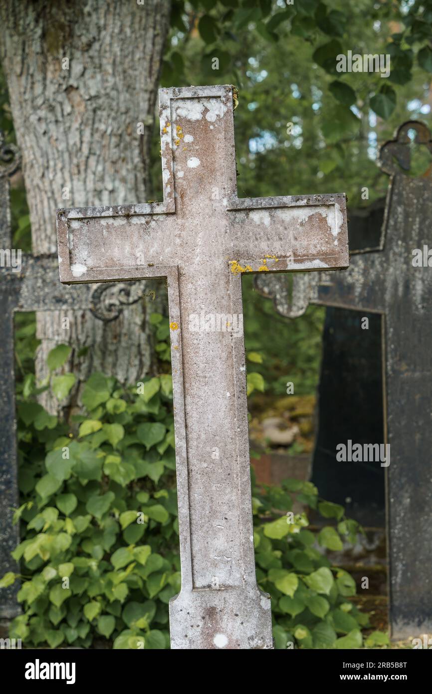 Old empty stone cross in an ancient cemetery Stock Photo - Alamy