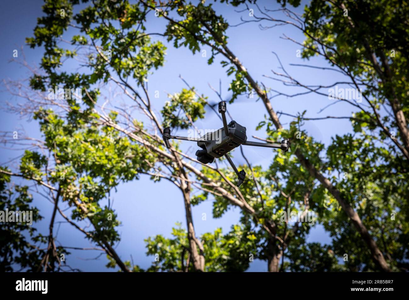 A DJI drone from the 110th Territorial Defense Brigade seen taking off ...
