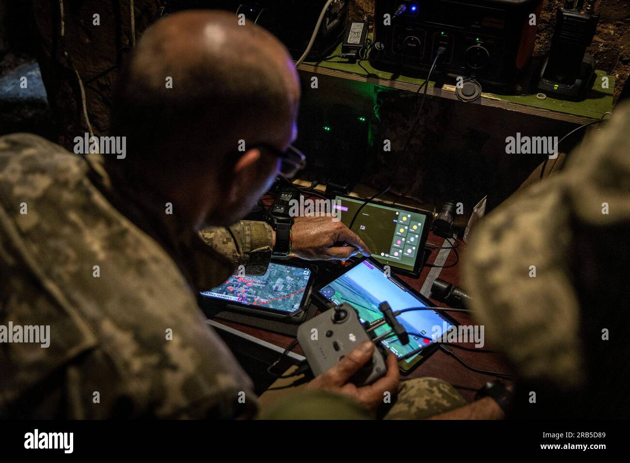 A soldier from the 110th Territorial Defense Brigade seen controlling ...