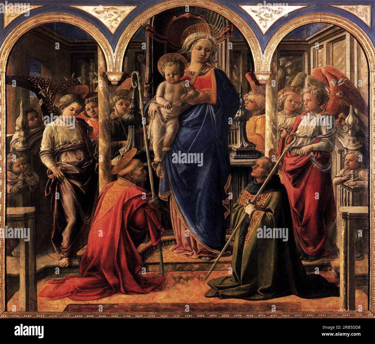 Madonna and Child with St. Fredianus and St. Augustine 1438 by Filippo Lippi Stock Photo - Alamy