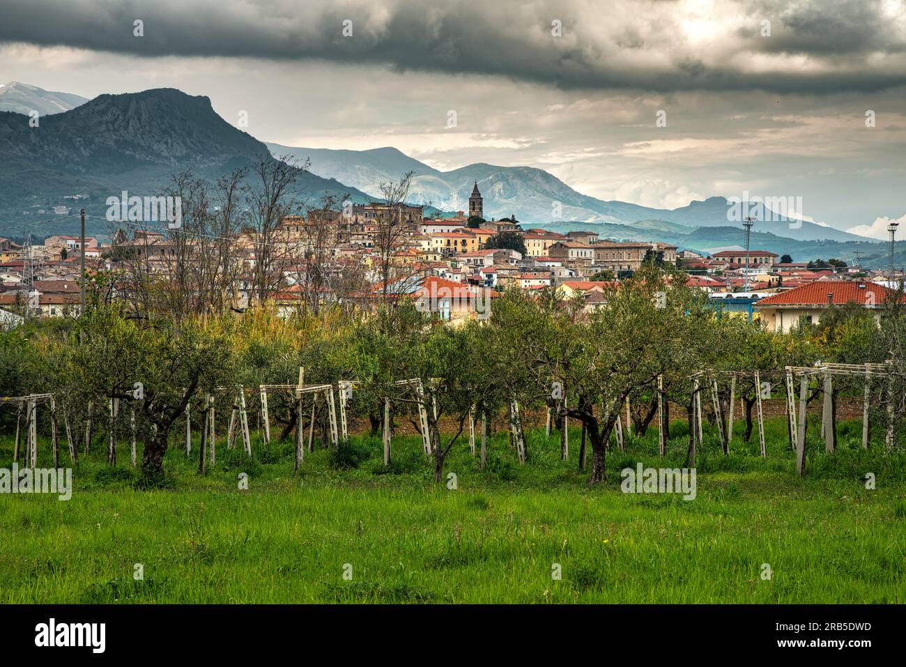 the town of Tocco da Casauria immersed in the countryside and in the ...