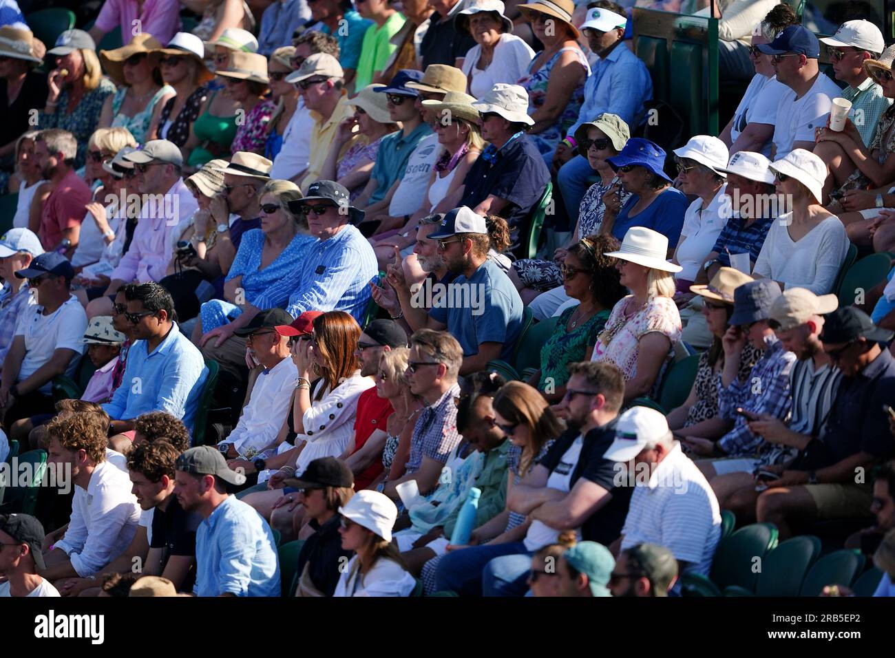 Spectators in the stands on day five of the 2023 Wimbledon ...