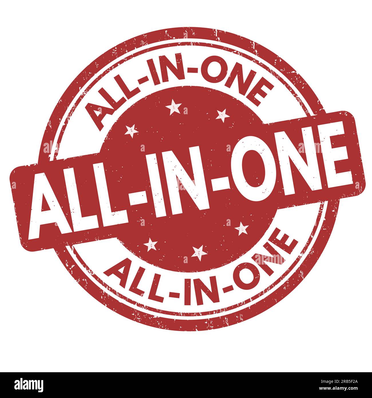 All in one grunge rubber stamp on white background, vector illustration ...