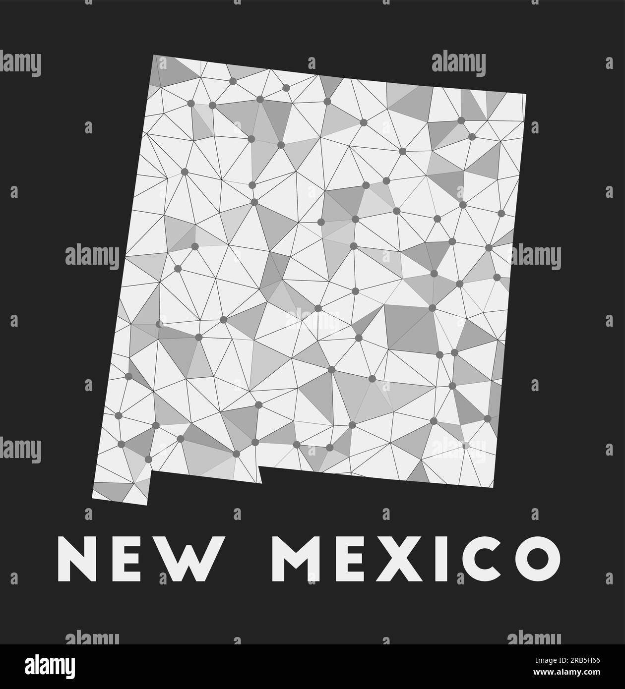 New Mexico - communication network map of US state. New Mexico trendy ...