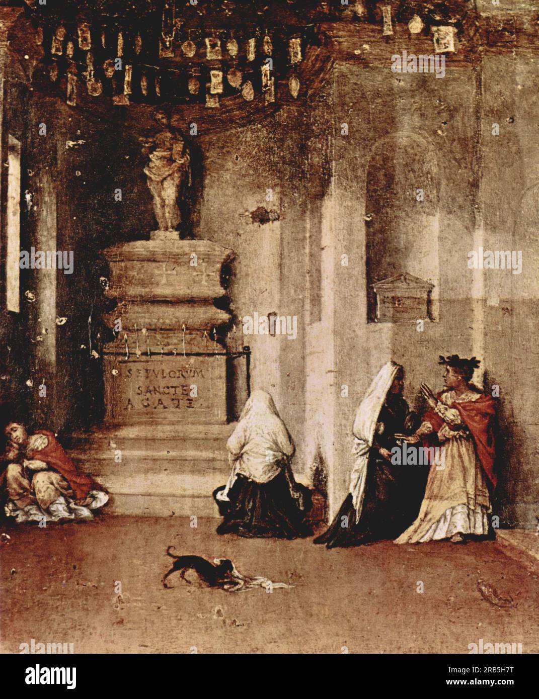 Altar of St. Lucia, footplate: St. Lucia in prayer and the valediction ...