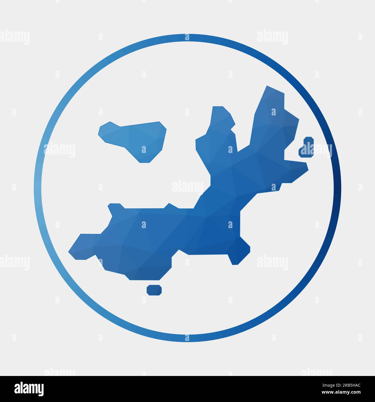 Terre-de-Haut Island icon. Polygonal map in gradient ring. Round low ...