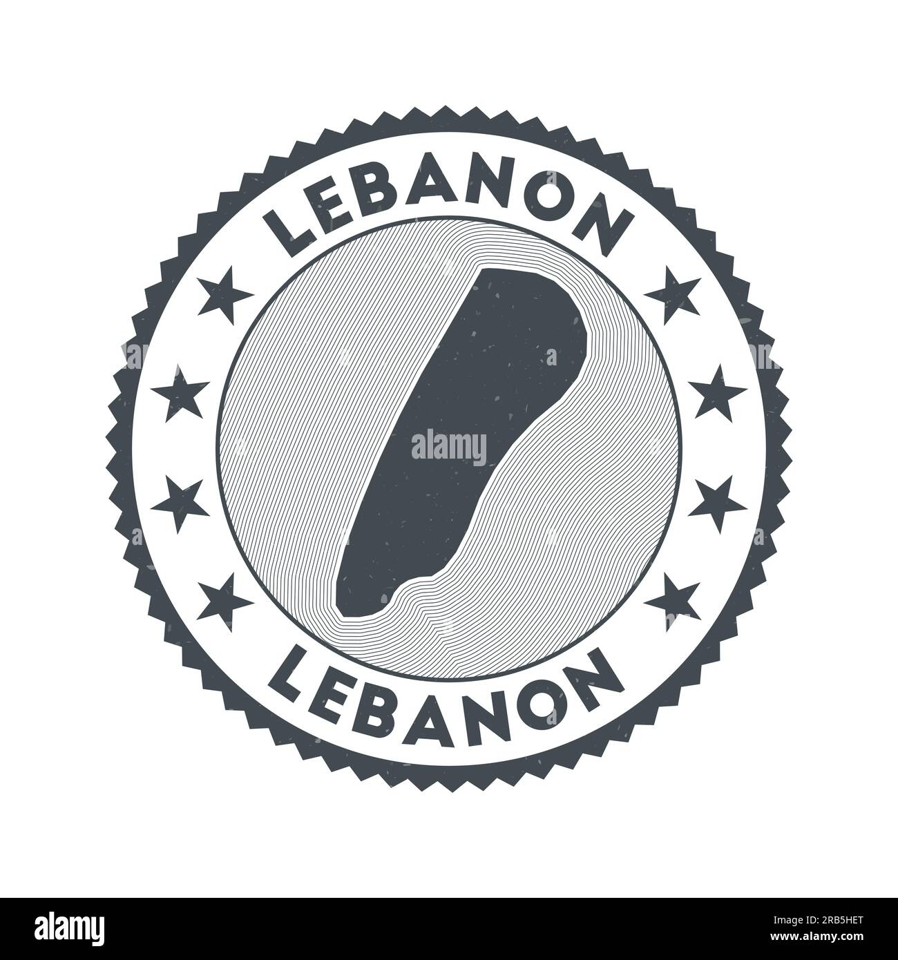 Lebanon emblem. Country round stamp with shape of Lebanon, isolines and ...