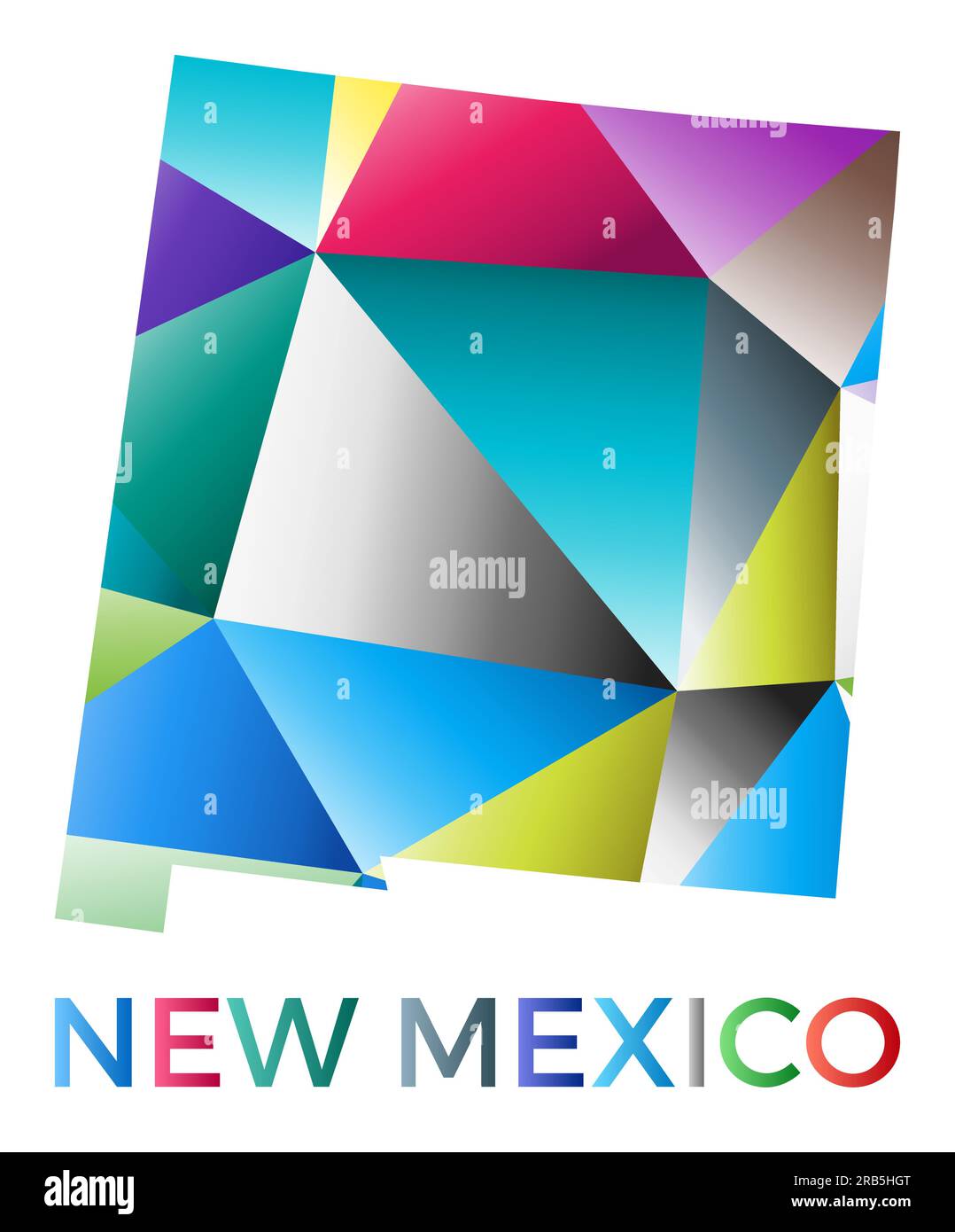 Bright colored New Mexico shape. Multicolor geometric style US state ...