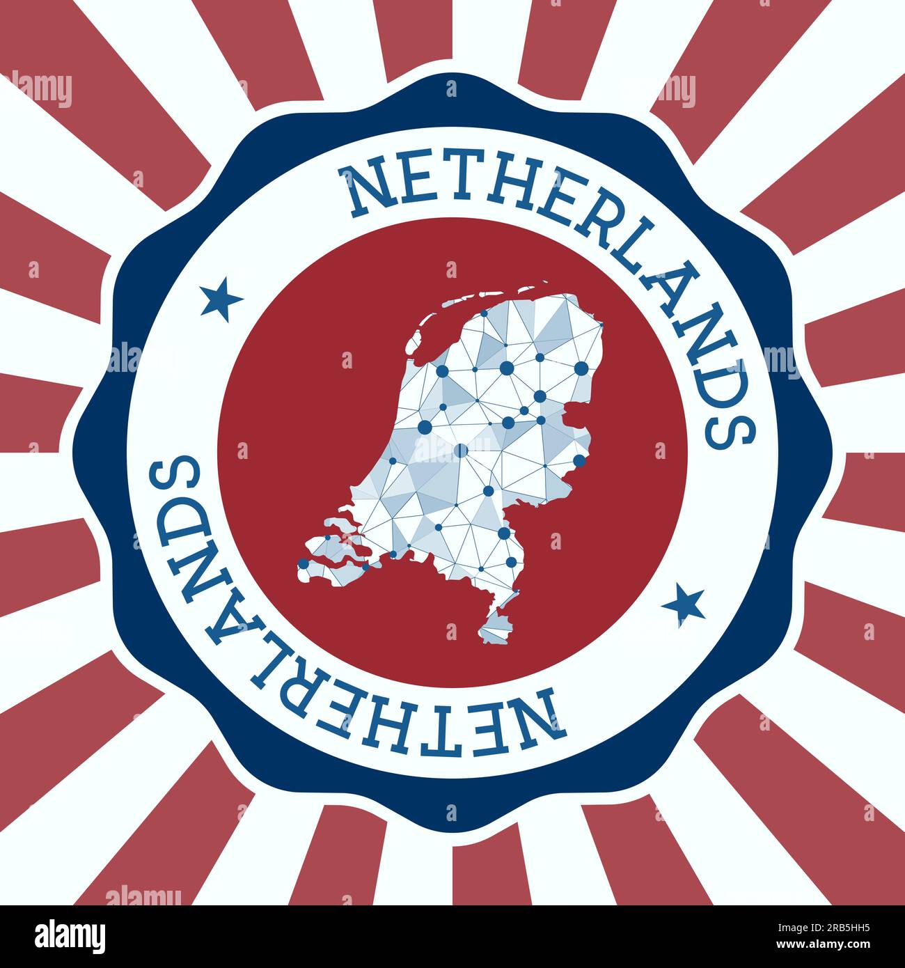 Netherlands Badge. Round logo of country with triangular mesh map and ...