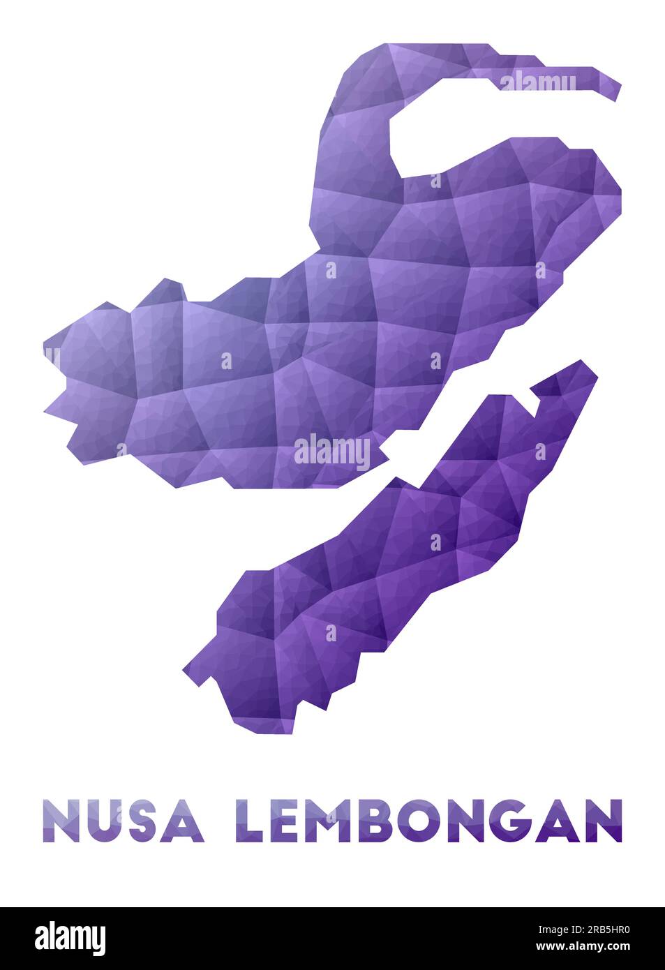 Map of Nusa Lembongan. Low poly illustration of the island. Purple ...