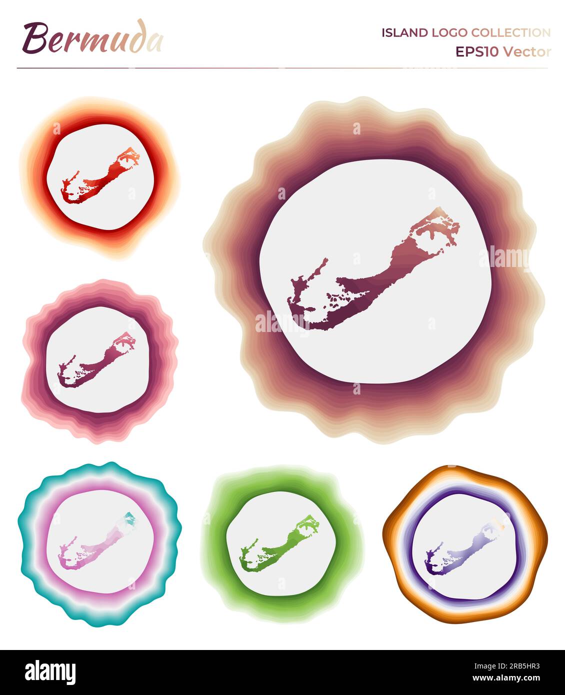 Bermuda logo collection. Colorful badge of the island. Layers around ...