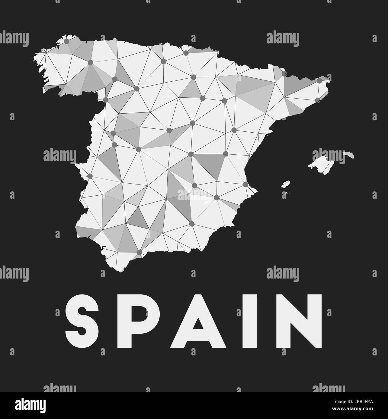 Spain - communication network map of country. Spain trendy geometric ...
