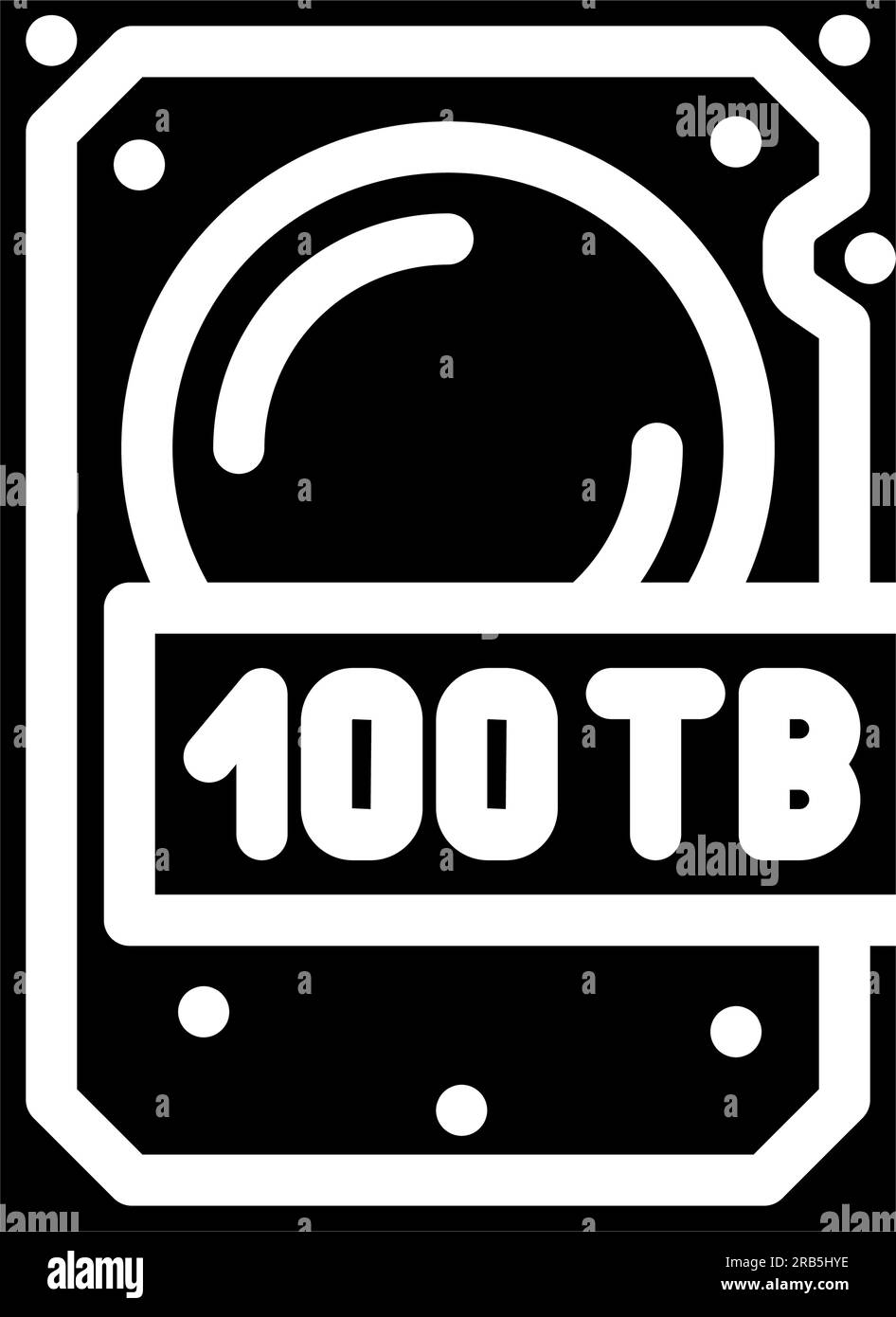 100 terabyte hard drive future technology glyph icon vector ...