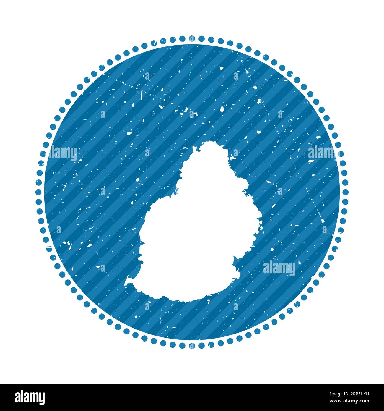 Mauritius striped retro travel sticker. Badge with map of island ...